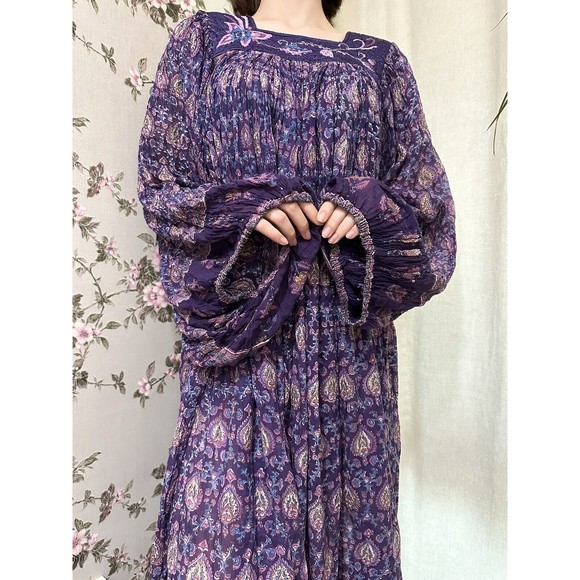 Phool | Dresses | Rare Vtg Phool 7s Purple Beads Retro Puff Sleeves ...